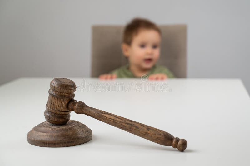 Little Boy Behind Judge S Gavel. Stock Photo - Image of lawyer ...