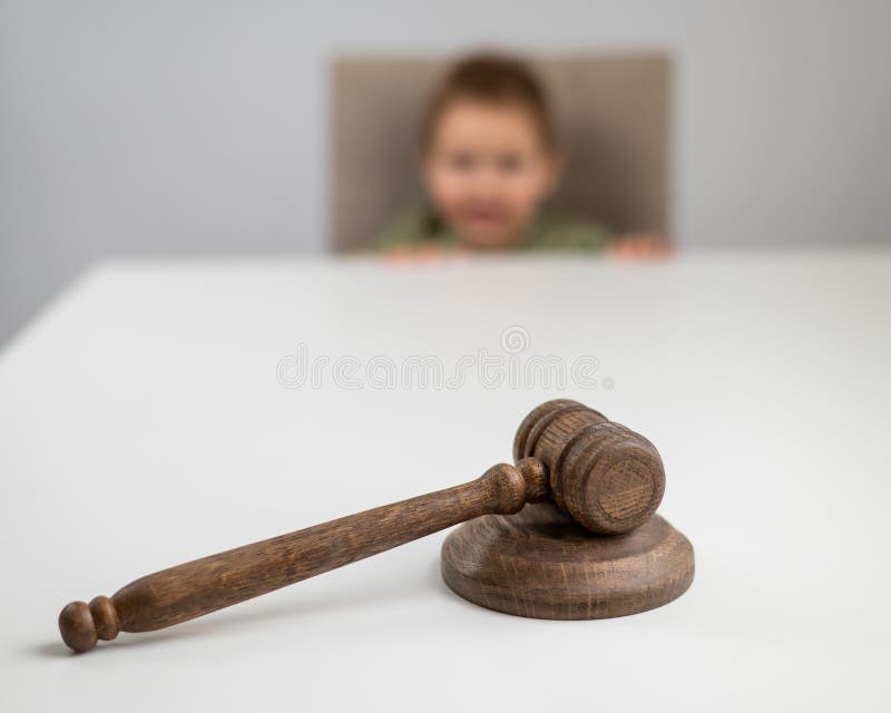 Little Boy Behind Judge S Gavel. Stock Photo - Image of custody ...