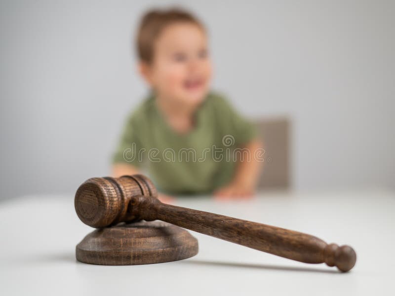 Little Boy Behind Judge S Gavel. Stock Photo - Image of custody, crime ...