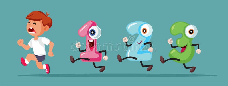 Scared Student Running from Math Subject Vector Cartoon Illustration ...