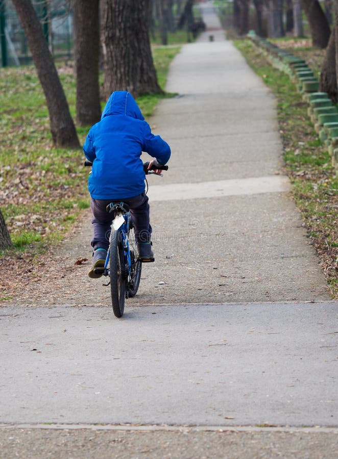 Little Boy with Bicycle Outdoors Stock Image - Image of bicycle ...