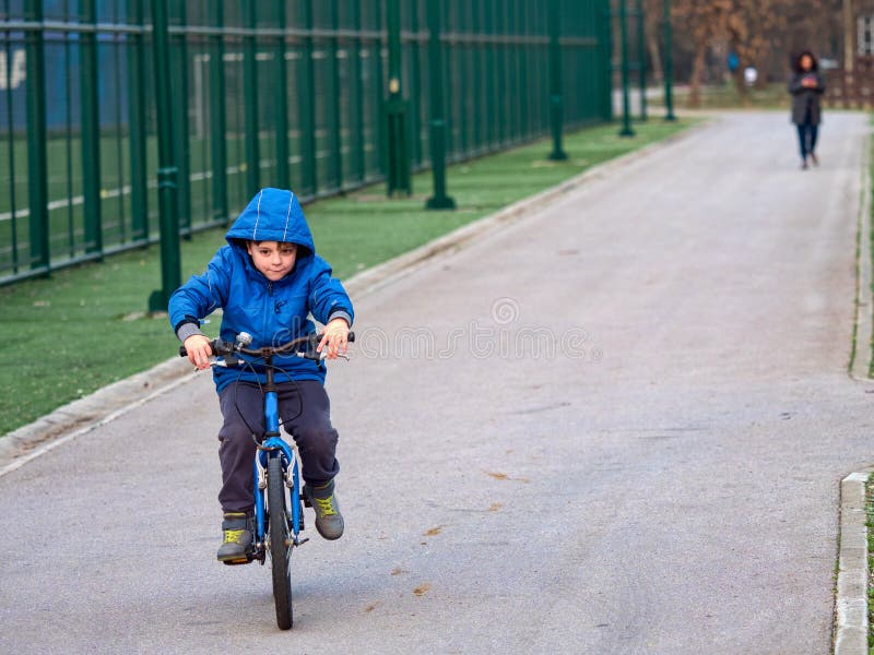 Little Boy with Bicycle in Park Stock Image - Image of activity, biking ...