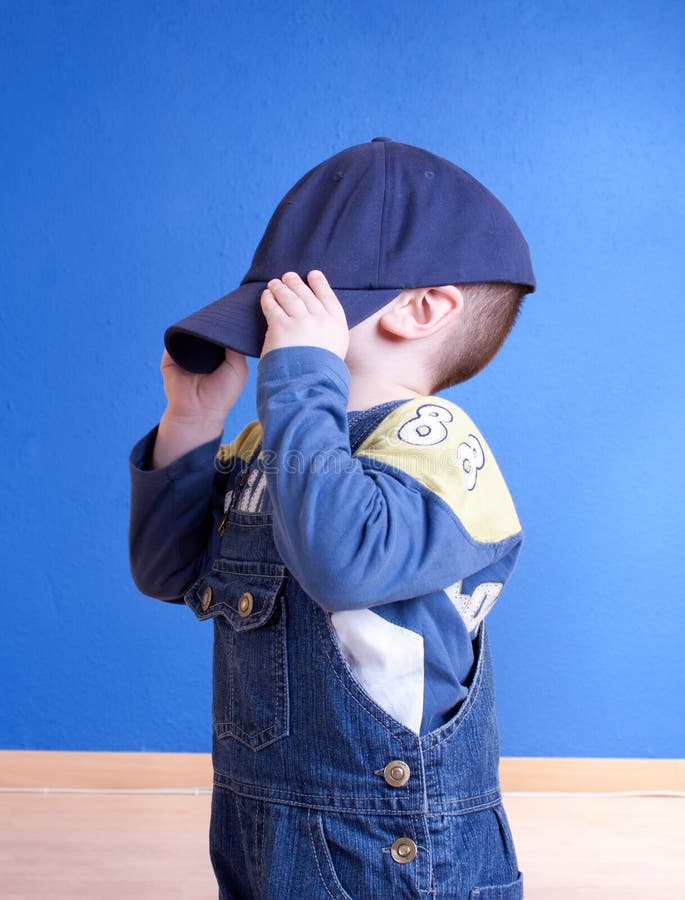 A Little Boy with Big Baseball Cap Stock Image - Image of human, play ...