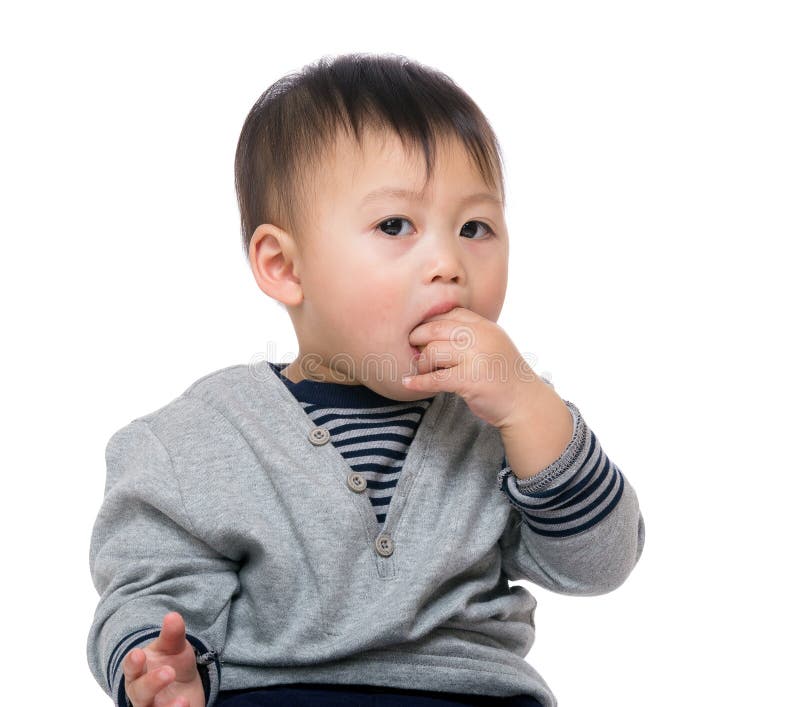 Little Boy Biting His Finger Stock Image - Image: 40715939