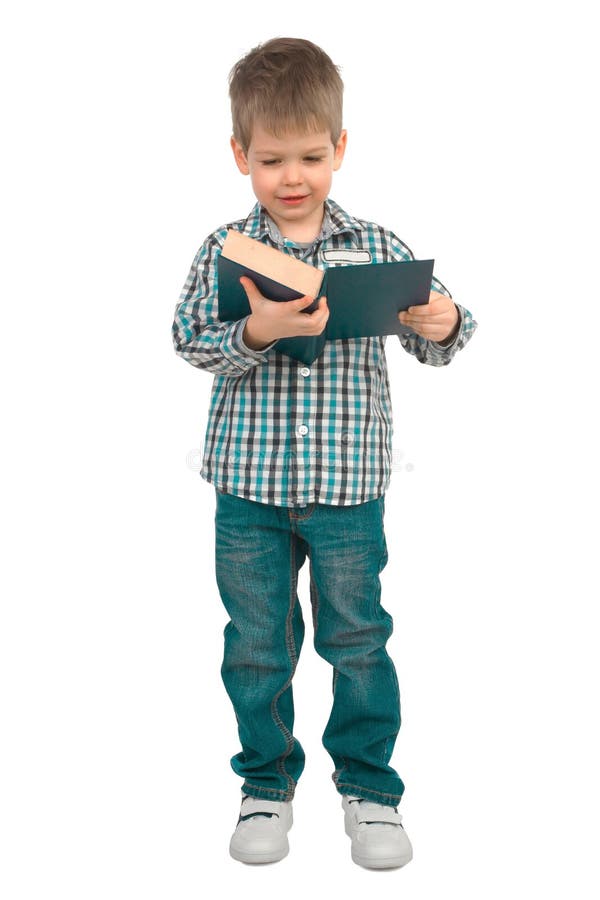 Little boy with book stock image. Image of textbook, preschool - 70487735