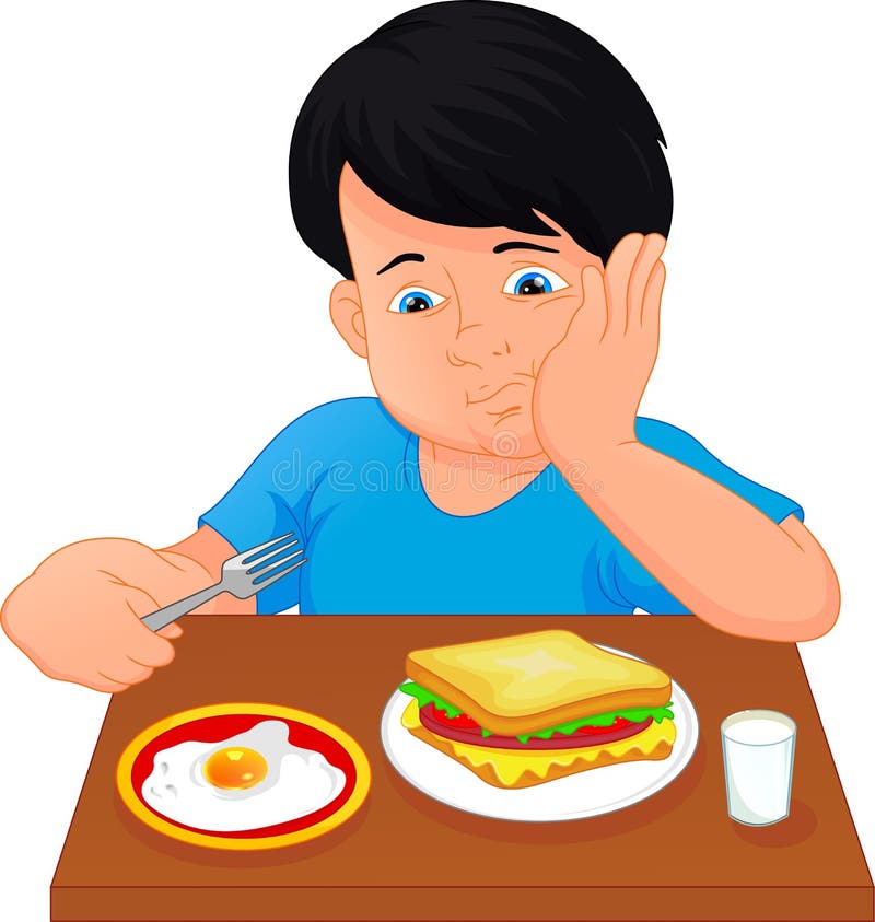 Little boy boring to eat stock vector. Illustration of natural - 106807663
