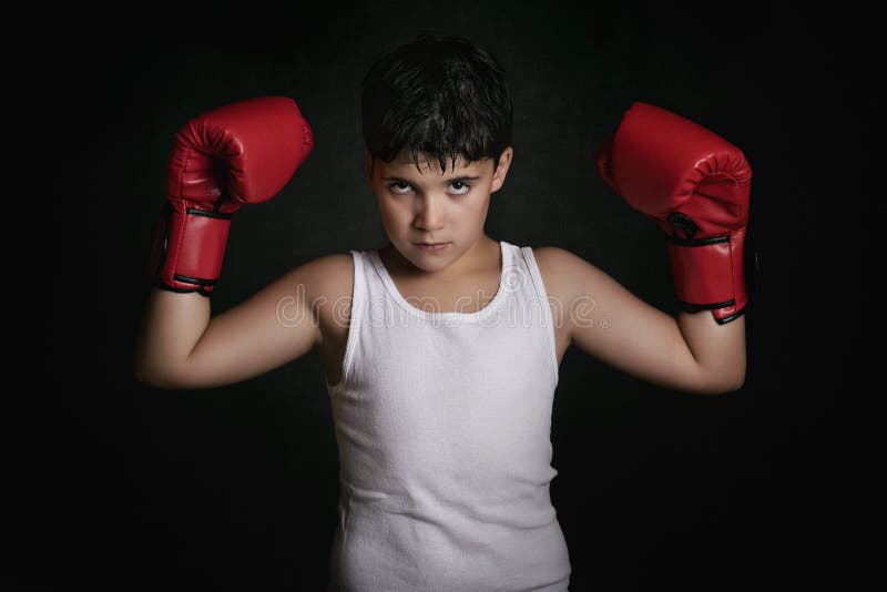 Little Boy with Boxing Gloves Stock Image - Image of athletic ...