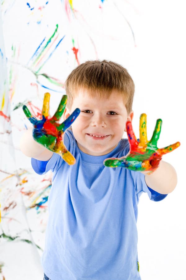 Little Boy and Bright Colors Stock Image - Image of playful, child ...