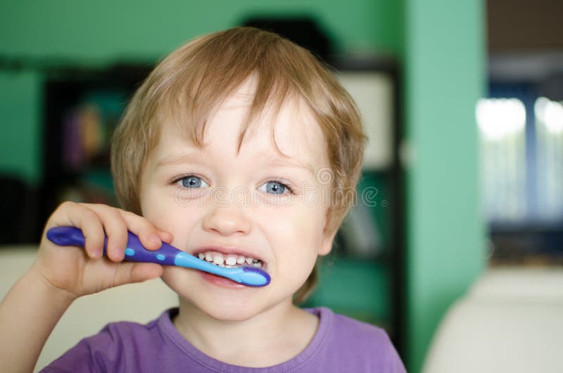 Kid brushing teeth stock image. Image of caucasian, race - 13849091