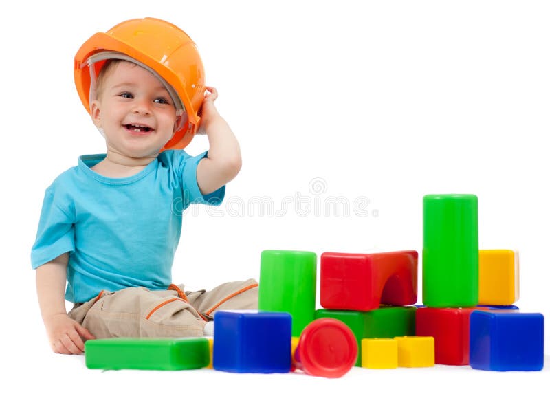Little Boy with Building Blocks Stock Photo - Image of white, caucasian ...