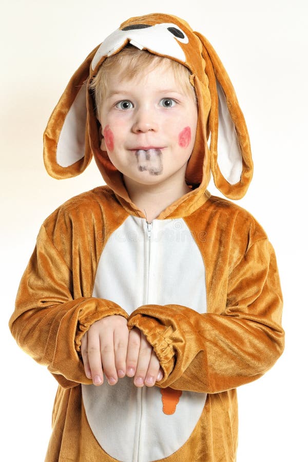 Little Boy in Bunny Costume with Painted Teeth Stock Photo - Image of ...