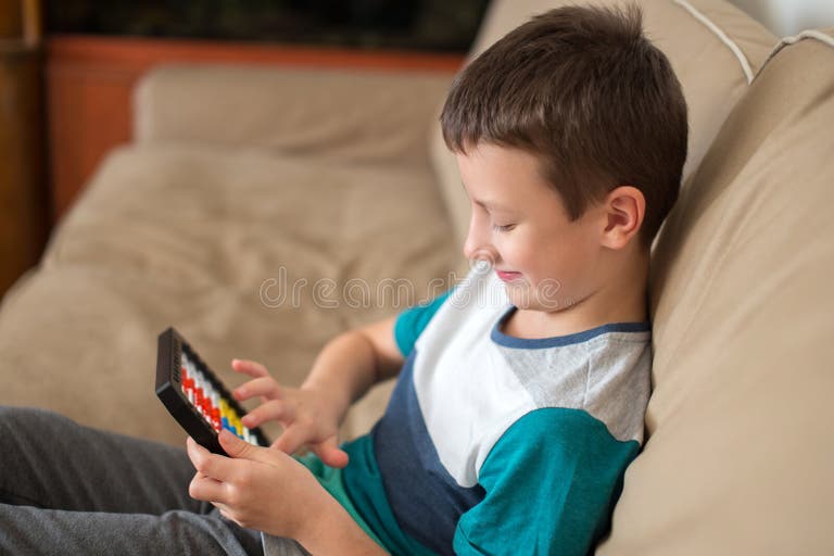Little Boy Calculating on Abacus Stock Image - Image of math, adorable ...