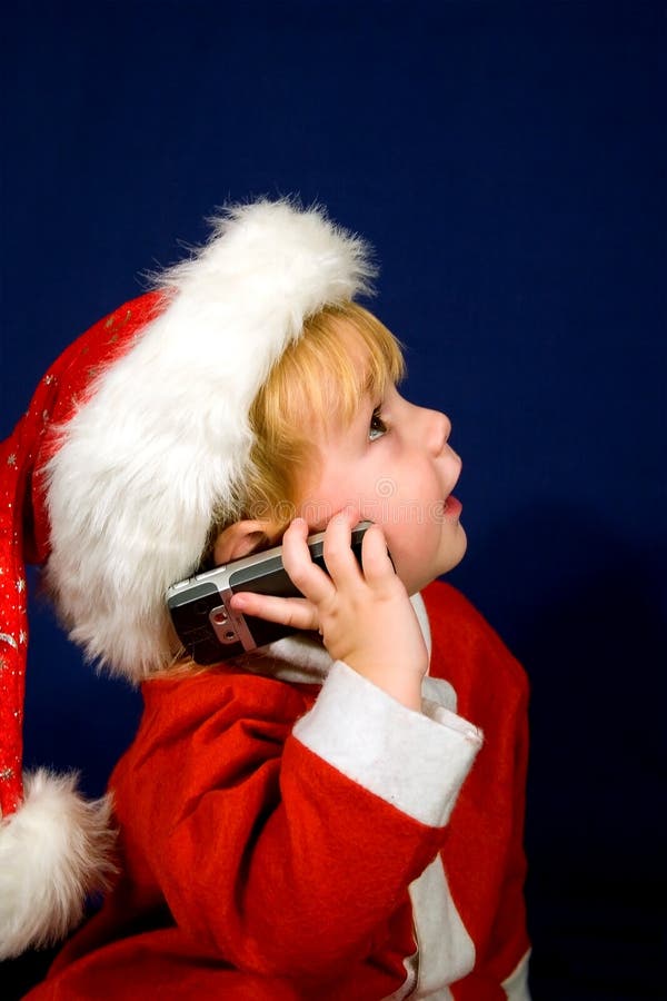 Little Boy Calling To Father Christmas Stock Photo - Image of ...