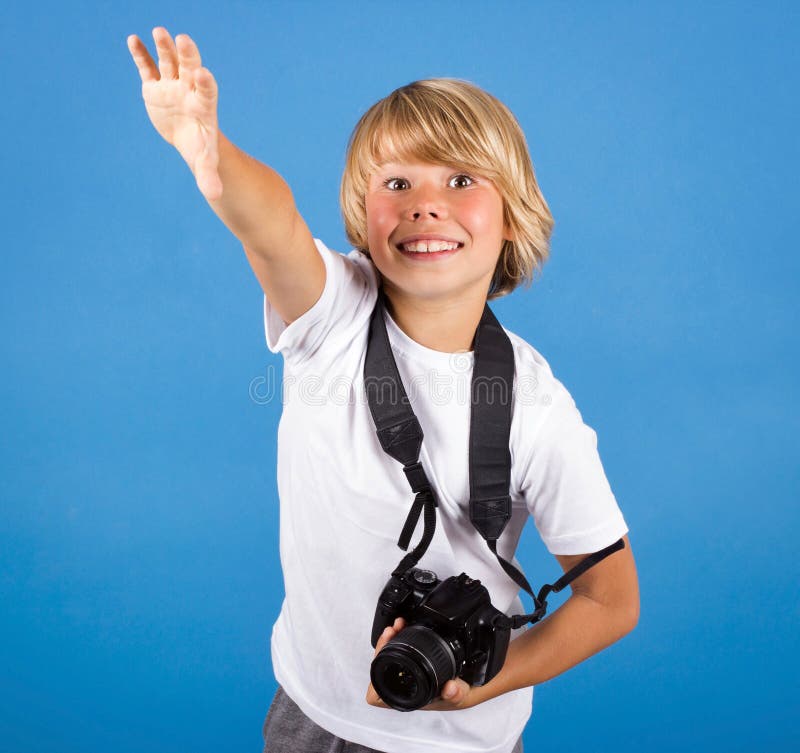 Little boy with camera stock photo. Image of holding - 33005354