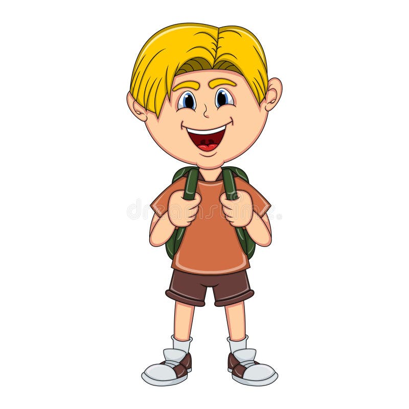 Little Boy Carrying a Backpack Cartoon Stock Vector - Illustration of ...