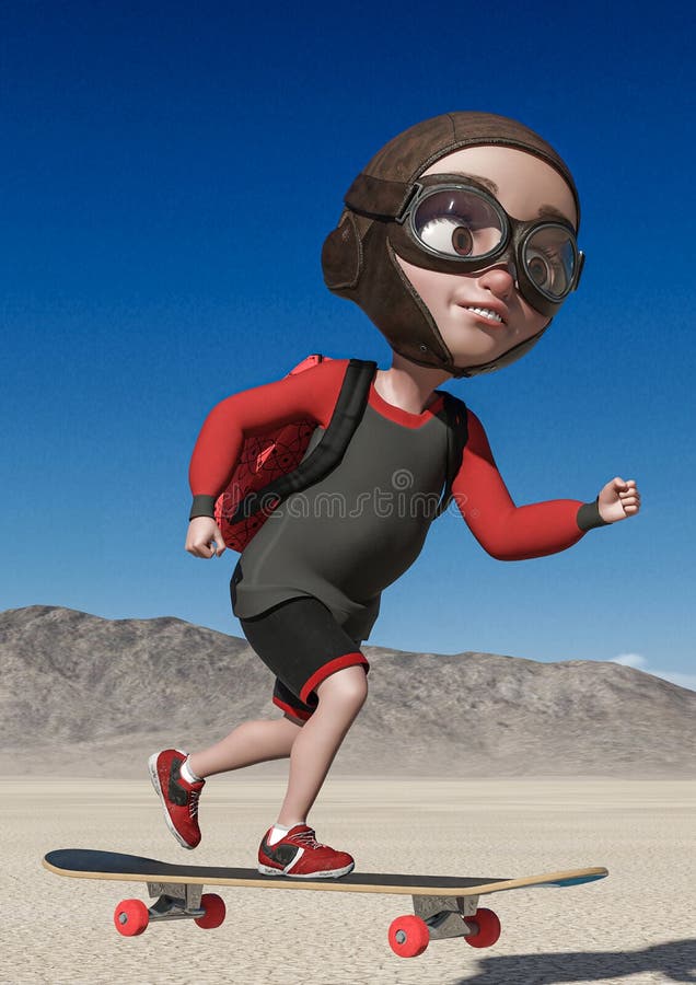 Little Boy Cartoon Going Fast on Skate Stock Illustration ...