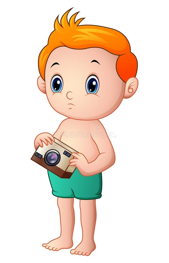 Little Boy Cartoon Holding a Camera Stock Vector - Illustration of ...