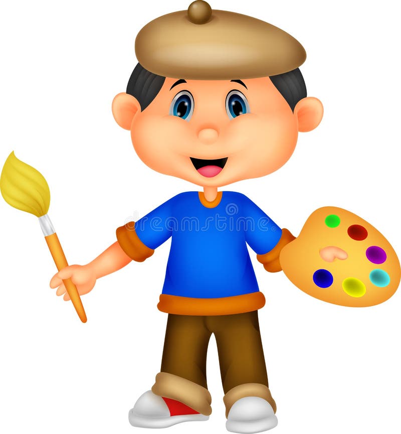 Little Boy Cartoon Painting Stock Vector - Illustration of paint ...