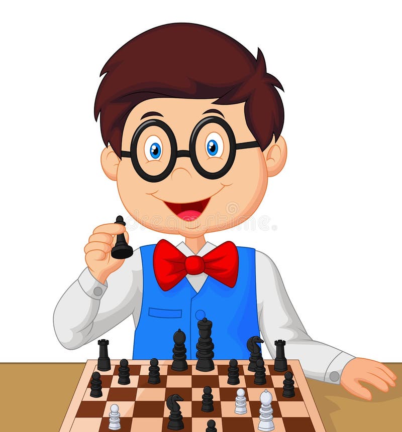 Little Boy Cartoon Playing Chess Stock Vector - Image: 45746984