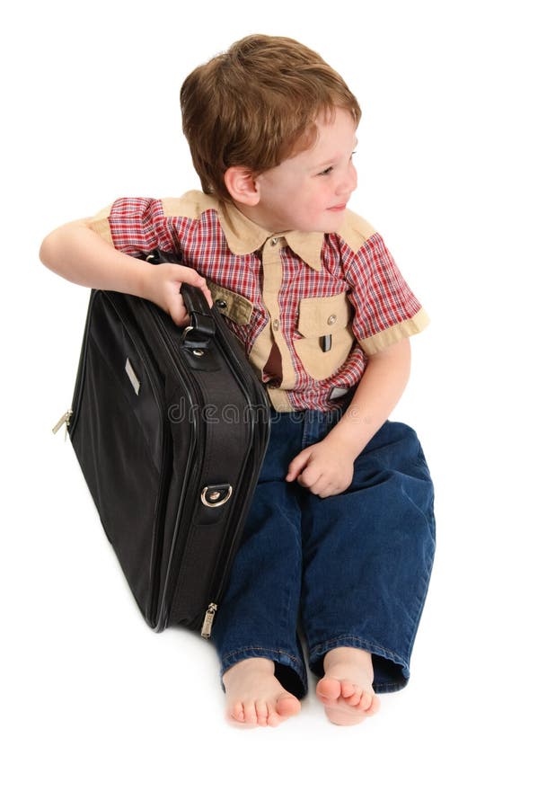 The little boy with a case stock photo. Image of childhood - 13988506