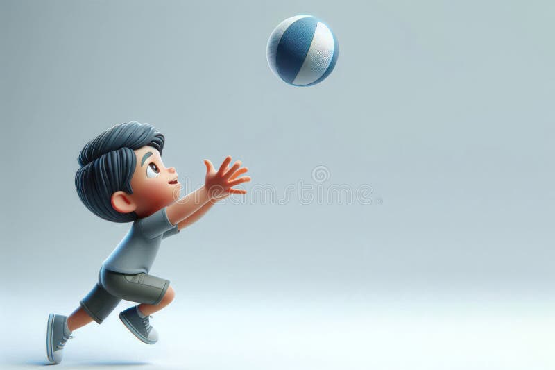 A Little Boy Catching a Ball. Space for Text. Stock Illustration ...