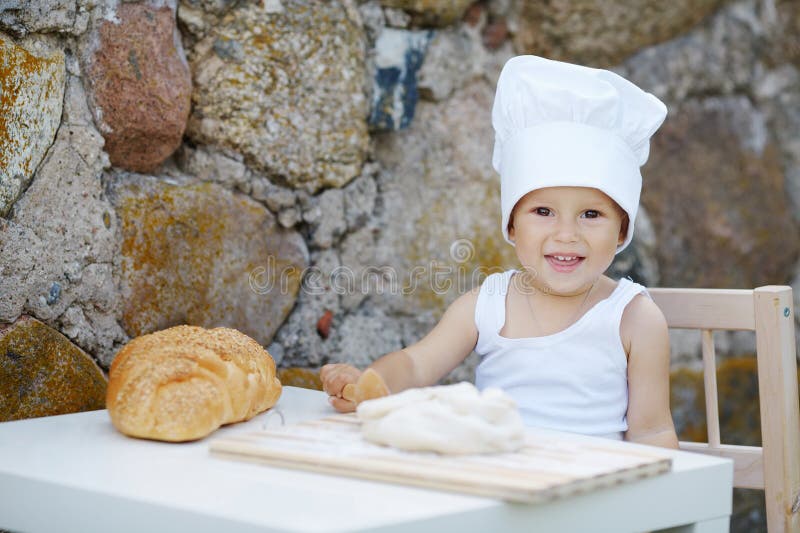 Little Boy with Chef Hat Cooking Stock Image - Image of little, food ...