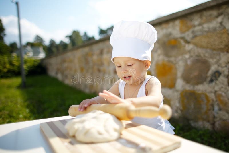 Little Boy with Chef Hat Cooking Stock Image - Image of human ...