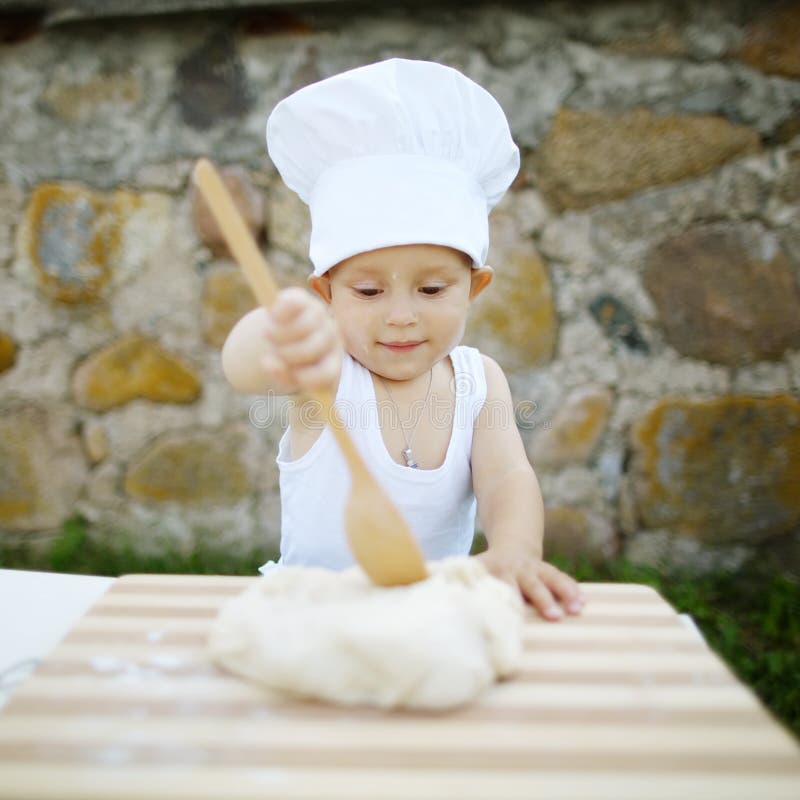 Little Boy with Chef Hat Cooking Stock Image - Image of childhood ...