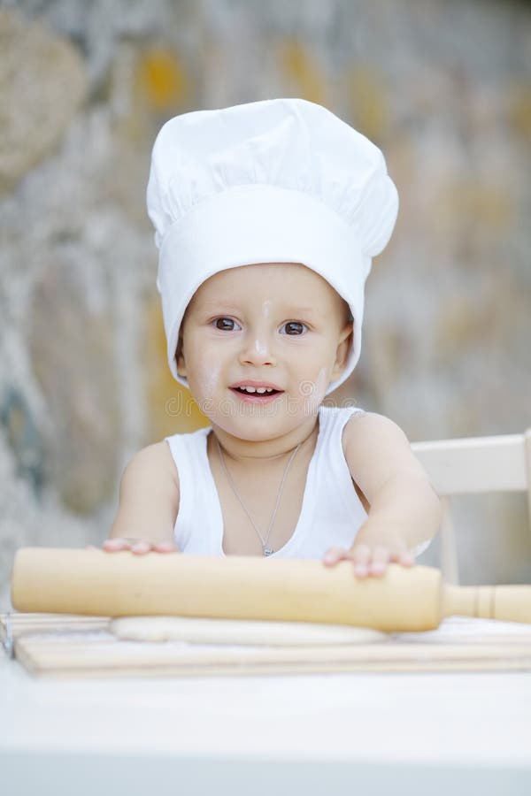 Cute Little Boy with Chef Hat Stock Image - Image of ladle, preparation ...