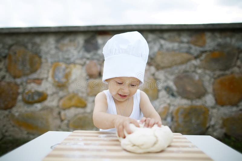 Little Boy with Chef Hat Cooking Stock Photo - Image of childhood ...