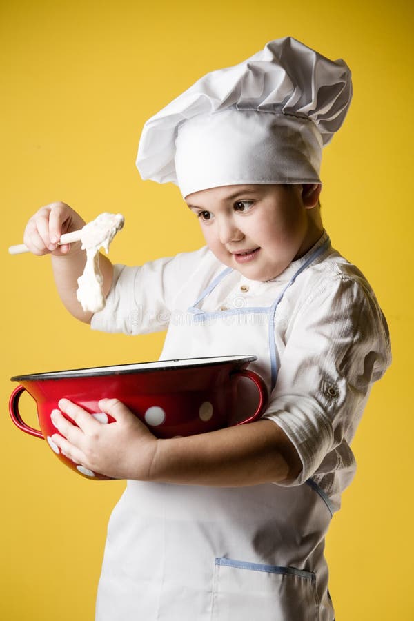 Little boy chef in uniform stock image. Image of fish - 37557647
