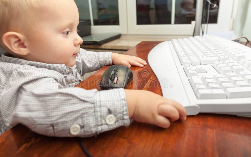 Little Boy Child Kid Playing on the Computer Stock Photo - Image of ...