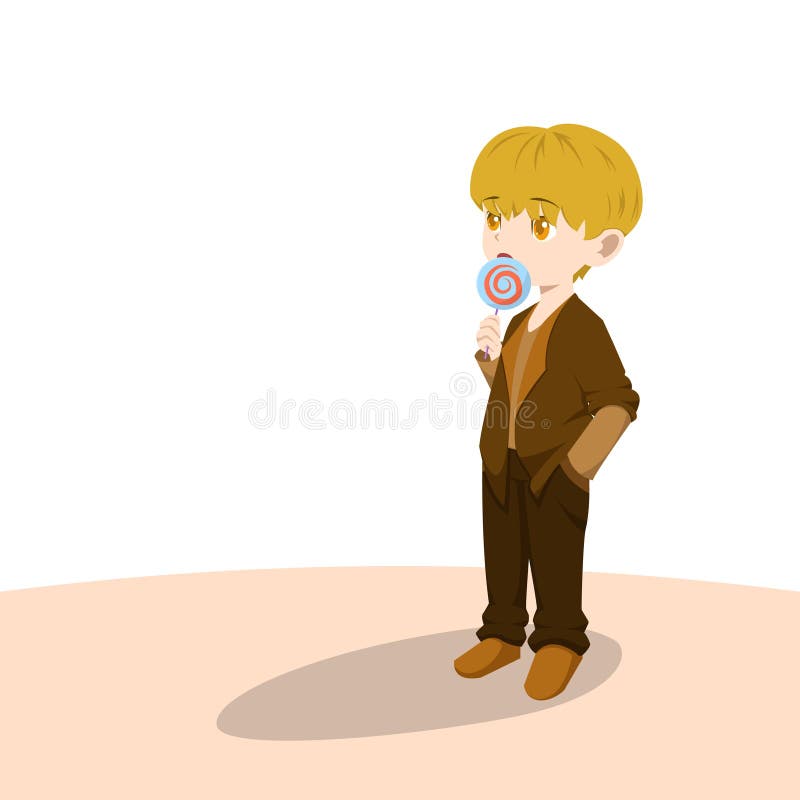 Little Boy Child Kid Standing Sweet Candy Vector Cartoon Stock Vector ...
