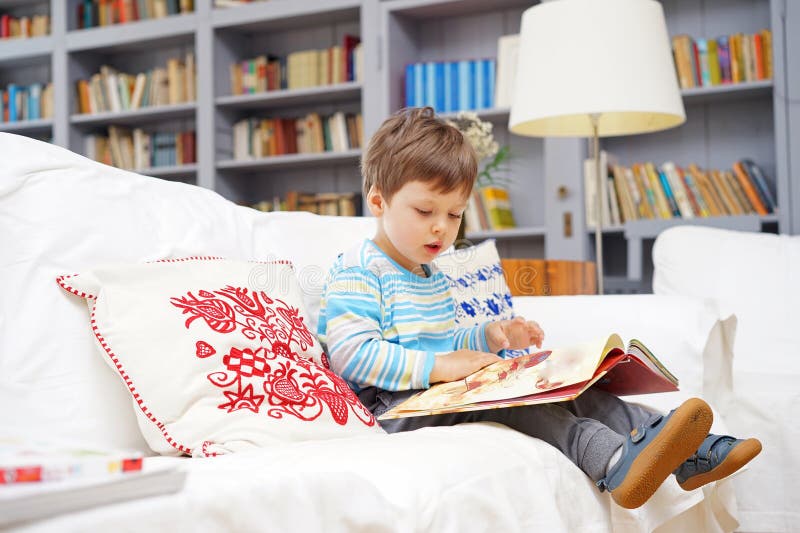 Little boy reading stock photo. Image of seeking, home - 294316988