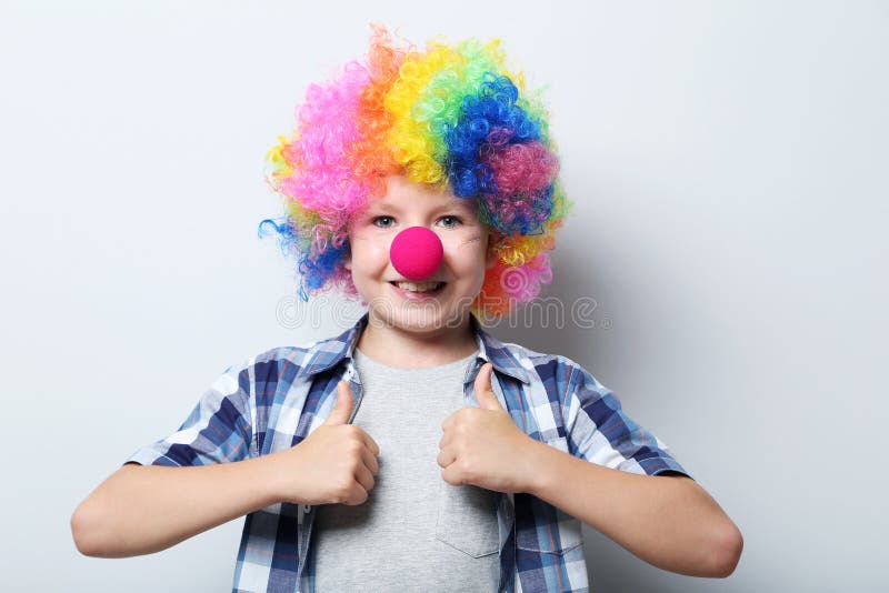 Little Clown Boy with Colorful Hair Stock Image - Image of happy ...