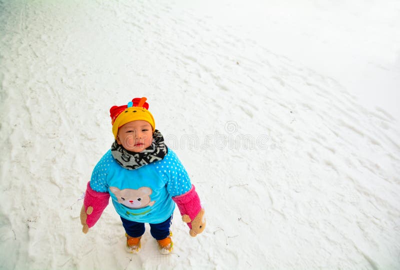The Little Boy in the Cold Snow Stock Image - Image of little, walk ...