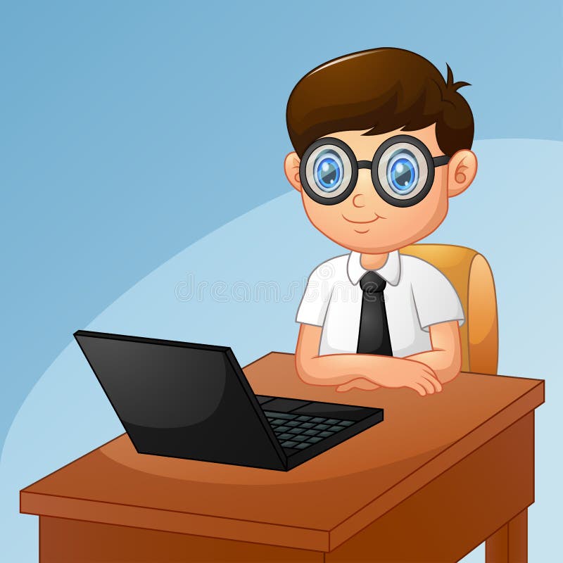 Kid Boy Table Chair Laptop Stock Illustrations – 117 Kid Boy Table ...