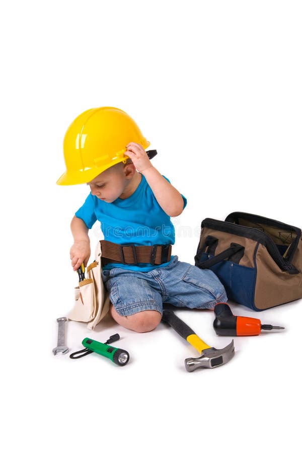 Little Boy Construction Worker Stock Image - Image of child, three ...