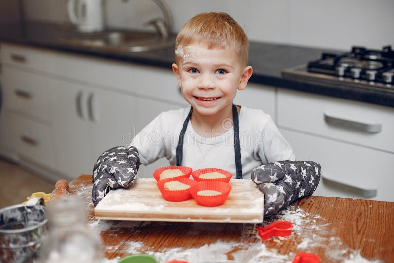 Little Boy Cook the Dough for Cookies Stock Photo - Image of adorable ...