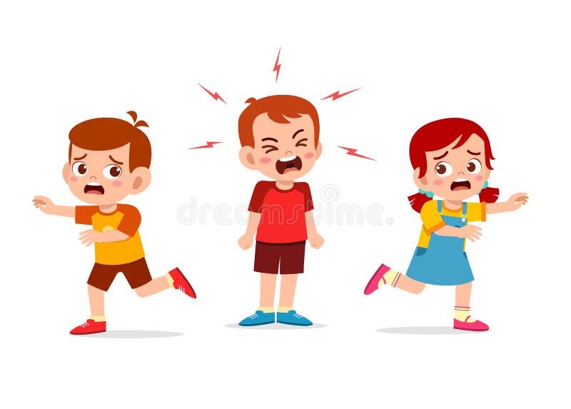 Little Boy Cry and Scream so Loud and Make His Friend Run Stock Vector ...