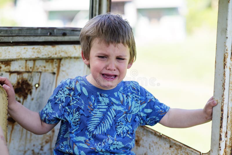 Little Boy Crying Alone Outside Stock Photo - Image of human, beautiful ...