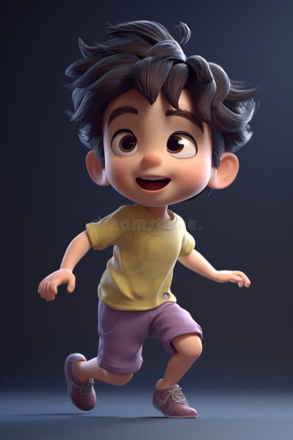 A Little Boy - Cute Cartoon Character, 3d Rendering. Generative AI ...