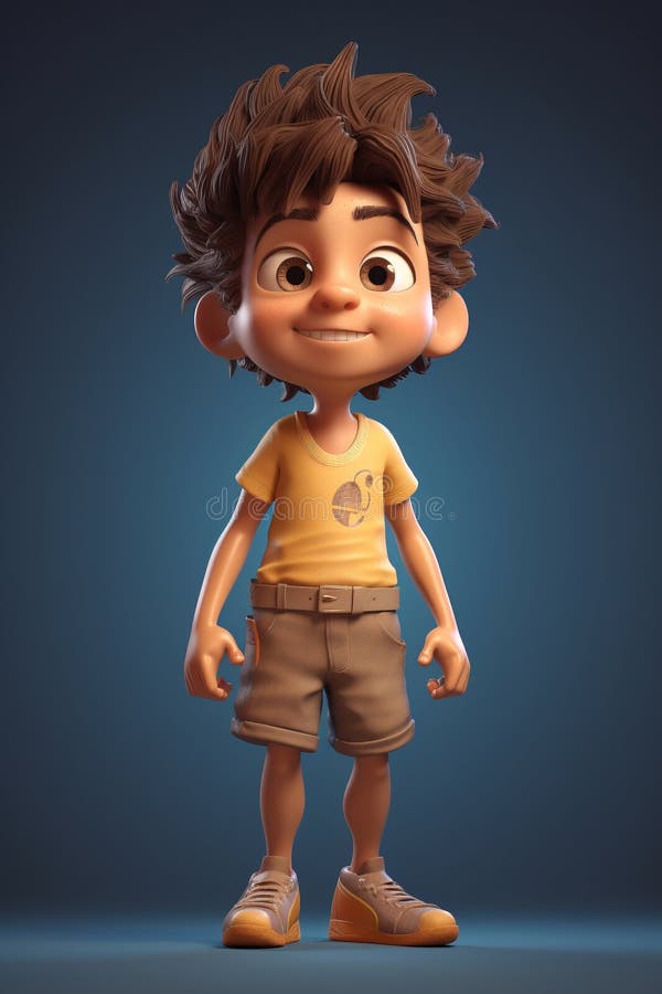 A Little Boy - Cute Cartoon Character, 3d Rendering. Generative AI Stock Illustration ...