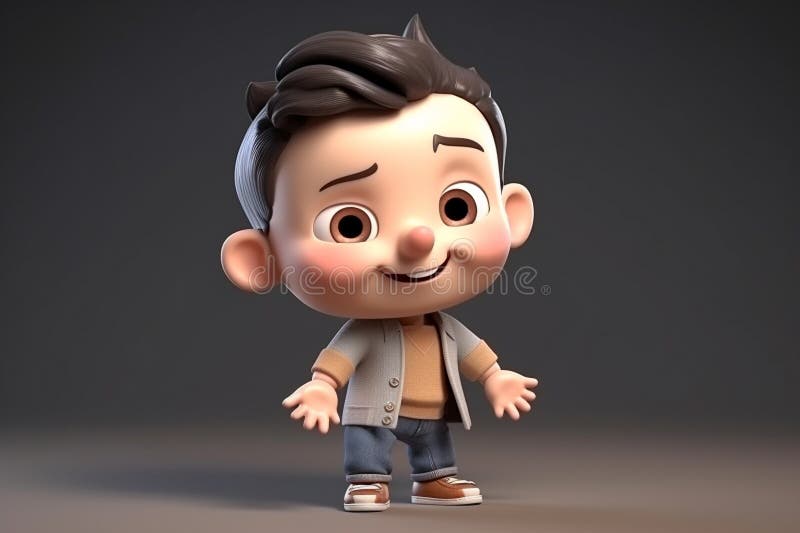 A Little Boy - Cute Cartoon Character, 3d Rendering. Generative AI ...