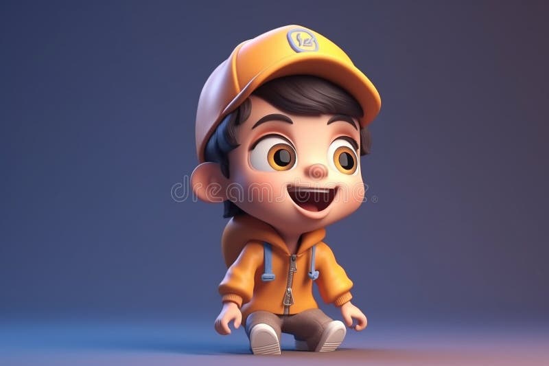 A Little Boy - Cute Cartoon Character, 3d Rendering. Generative AI ...