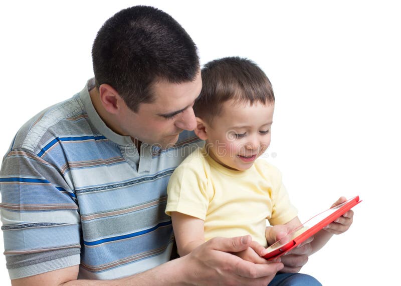 Little Boy with Dad Playing with Ipad. Stock Photo - Image of ipad ...
