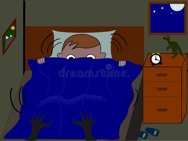 Little Boy in the Dark Room Stock Illustration - Illustration of ...