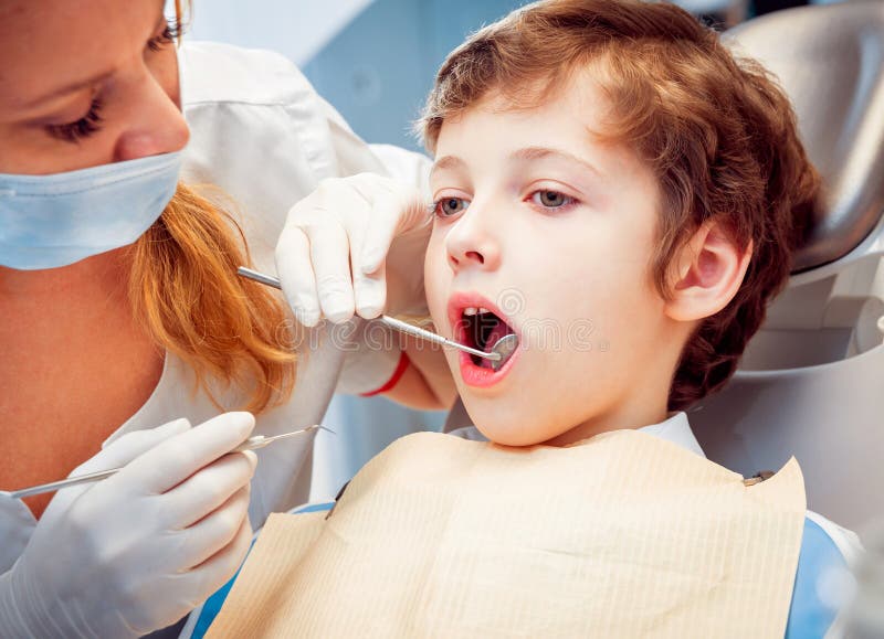 Little Boy at the Dental Office. Calm and Happy. Stock Image - Image of ...