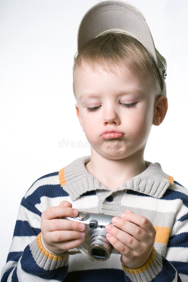 Little Boy with the Digital Photo Camera Stock Photo - Image of comp ...