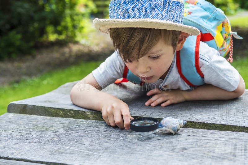 Little Boy Discovering Nature Stock Photo - Image of daycare, trip ...